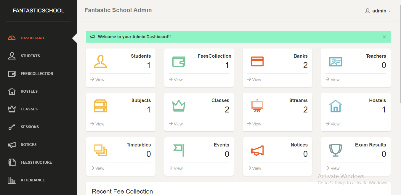 Fantastic School Admin Php Sourcecodester